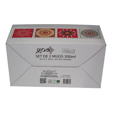 Lot de 2 mugs "GOA" 350 mL - cm - 2 designs panachés - coffret Ard'time